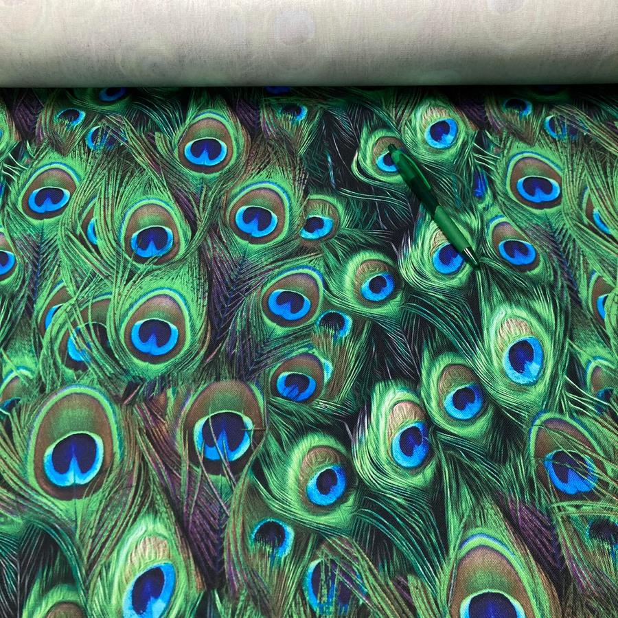 páva toll mintás vízlepergetős canvas digitális nyomtatással - Oxford ...
